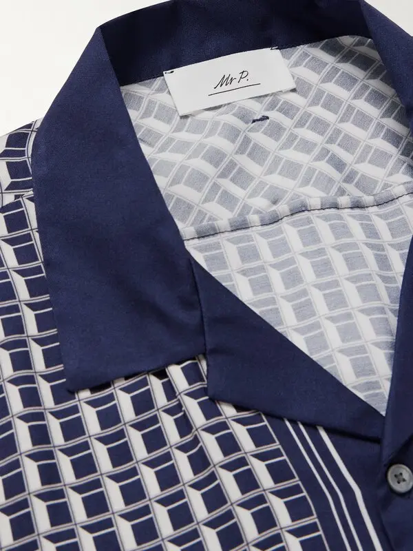 Mr P. Camp-collar Printed Ecovero™-twill Shirt