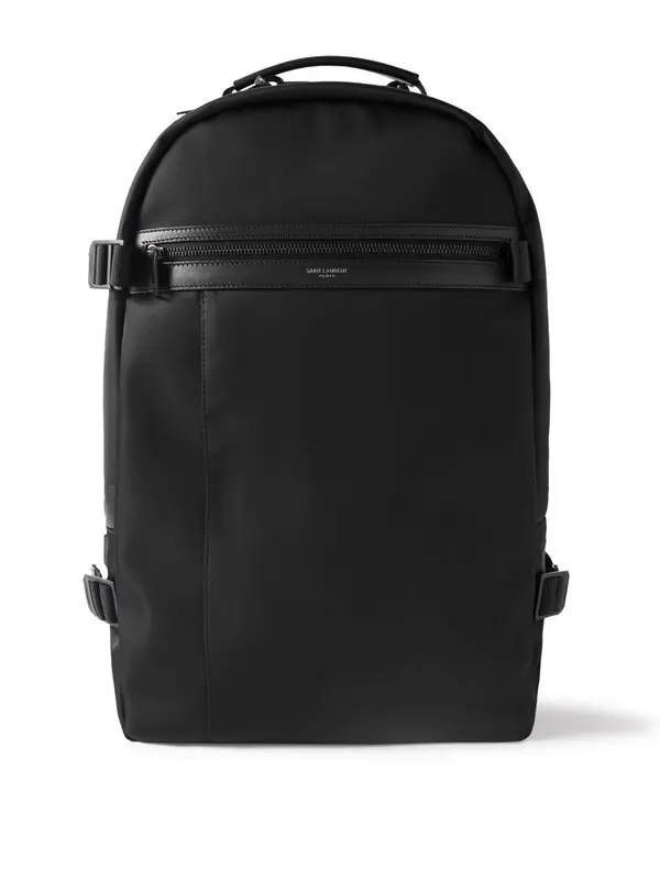Saint Laurent City Trekking Leather-trimmed Backpack - Black