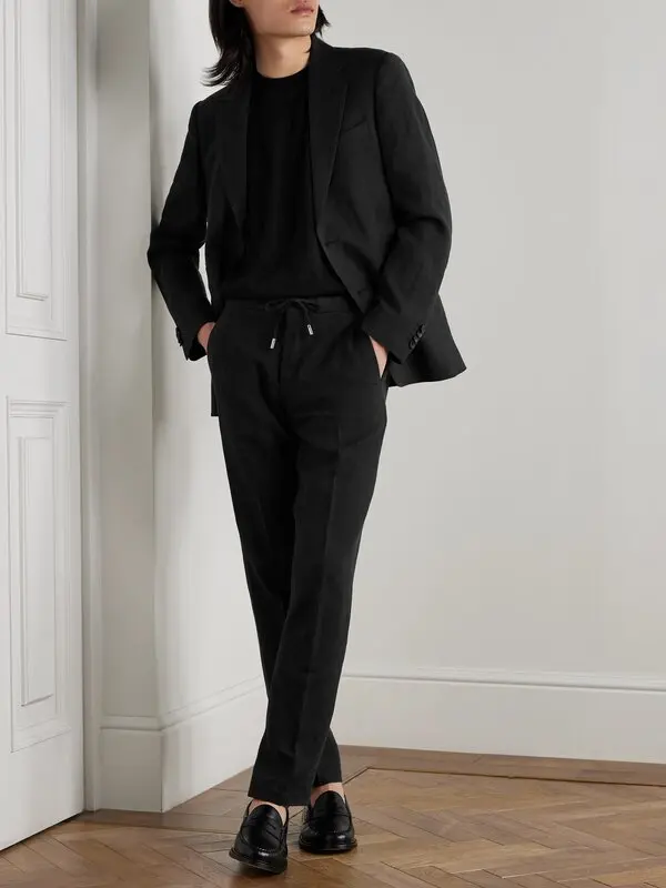 Mr P. James Straight-leg Linen Trousers - Gray