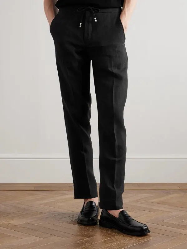 Mr P. James Straight-leg Linen Trousers - Gray
