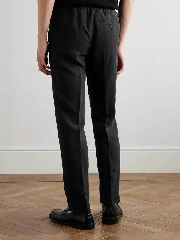 Mr P. James Straight-leg Linen Trousers - Gray