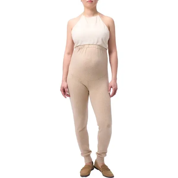 Gobi Cashmere Maternity Knit Pants - Beige