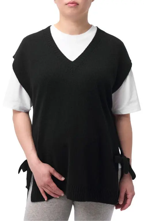 GOBI MONGOLIAN CASHMERE V-neck Cashmere Maternity Top - Black