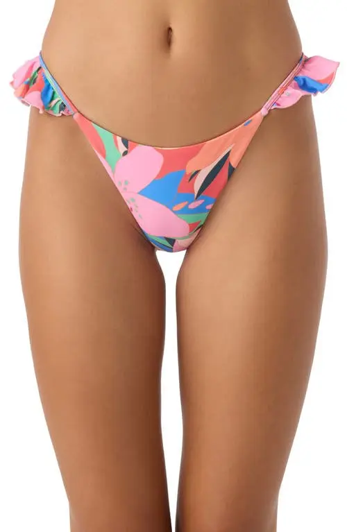 O'Neill Cabana Jalisco Floral Ruffle Bikini Bottom - Pink Multi Colored