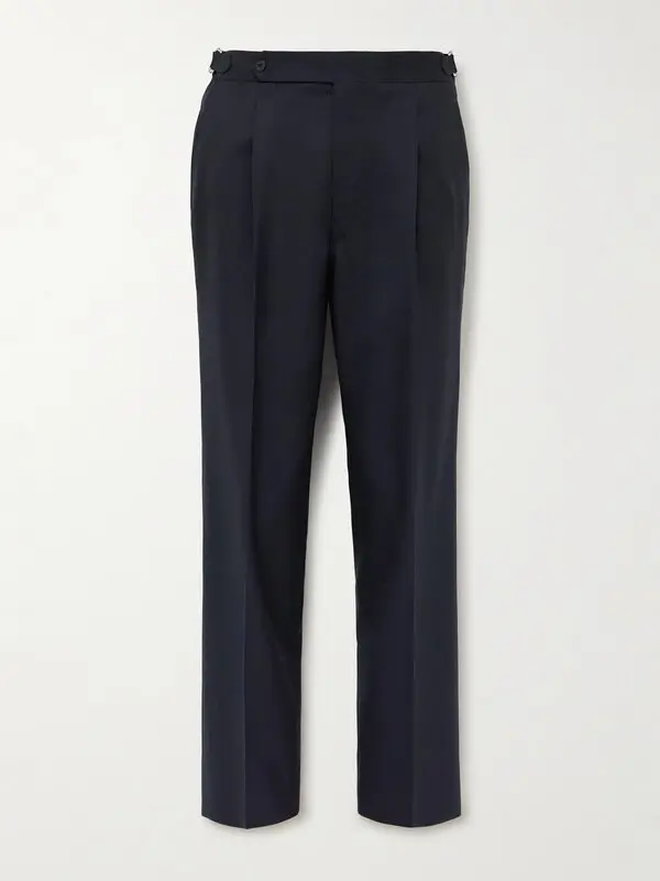 STOFFA Straight-leg Pleated Wool Suit Trousers - Blue
