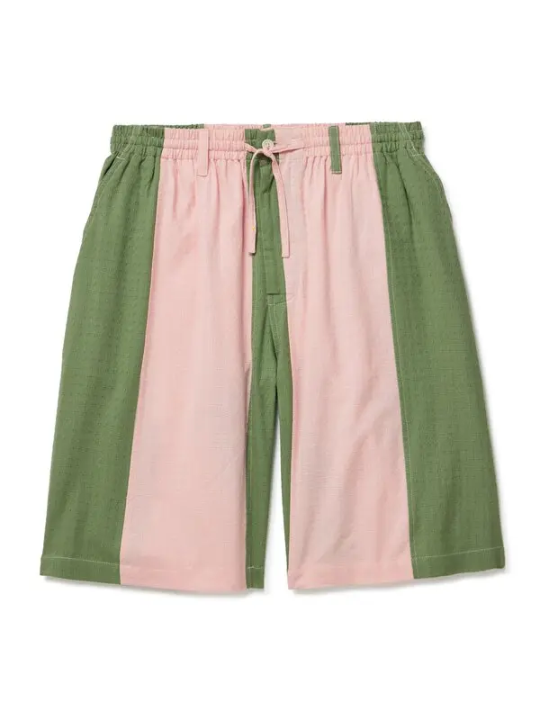 KARDO Milo Straight-leg Striped Cotton-jacquard Shorts