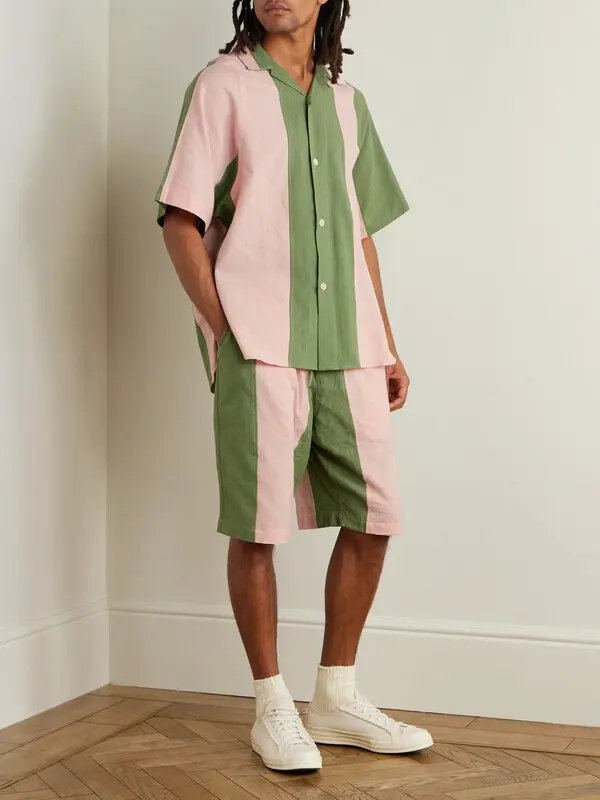 KARDO Milo Straight-leg Striped Cotton-jacquard Shorts