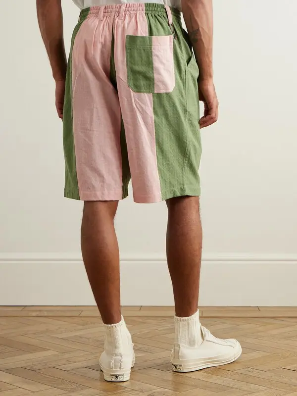 KARDO Milo Straight-leg Striped Cotton-jacquard Shorts