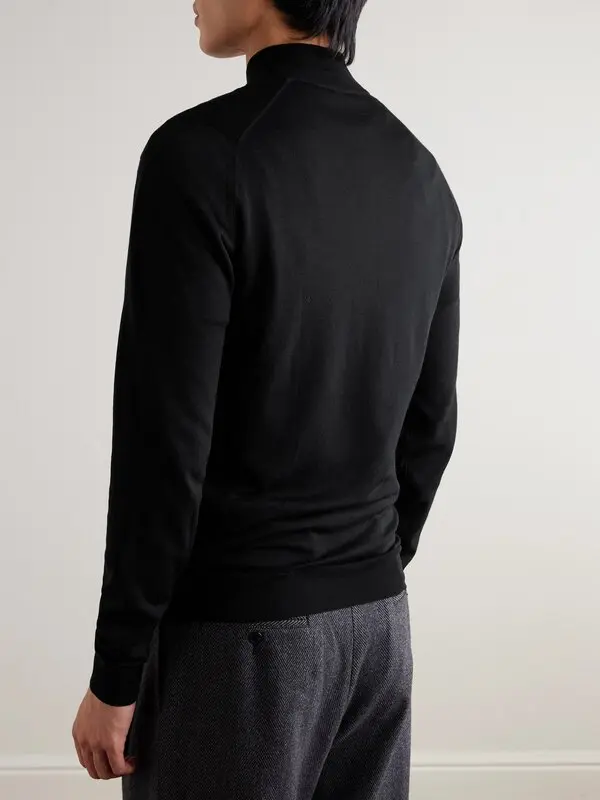 John Smedley Slim-fit Merino Wool Half-zip Sweater - Black