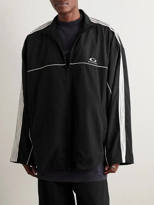 Balenciaga Oversized Striped Logo-embroidered Track Jacket