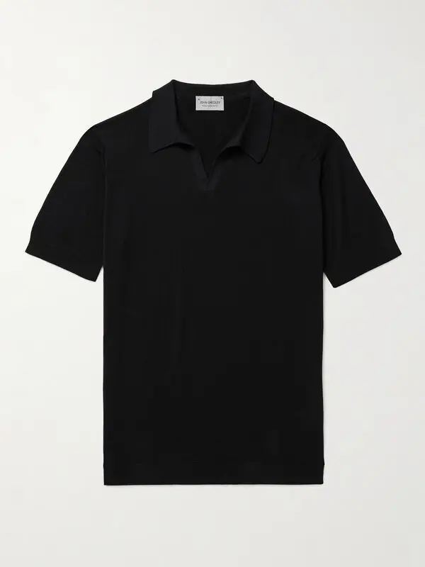 John Smedley Noah Sea Island Cotton Polo Shirt - Black