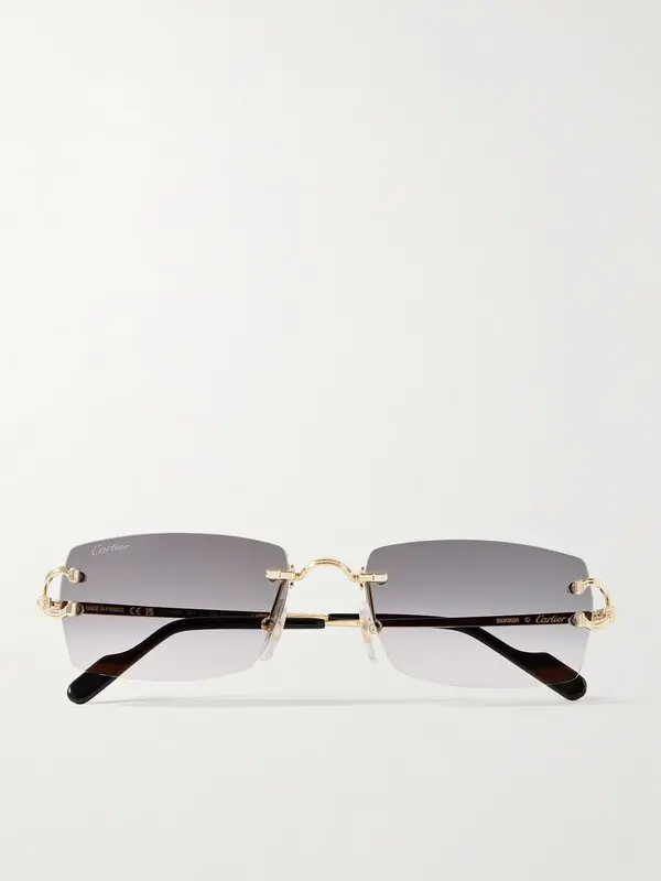 Cartier Signature C Rimless Square Sunglasses - Gold