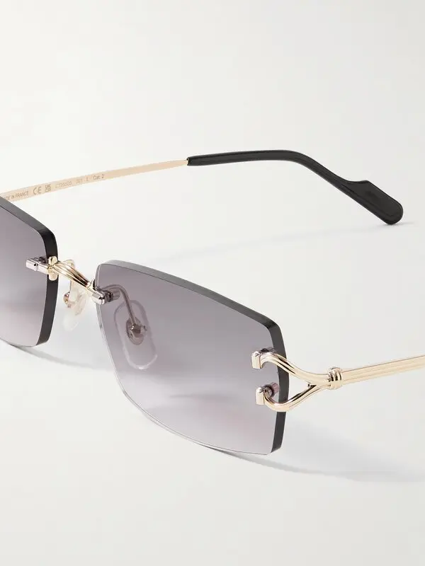 Cartier Signature C Rimless Square Sunglasses - Gold