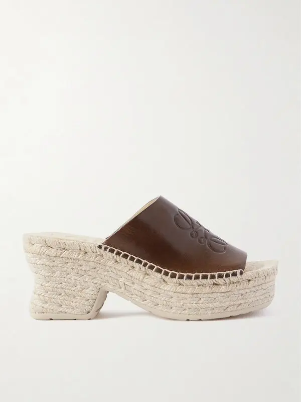 Loewe Paula's Ibiza Leather Platform Wedge Sandals