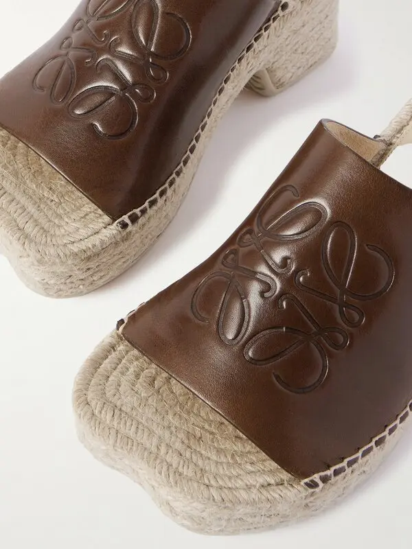 Loewe Paula's Ibiza Leather Platform Wedge Sandals