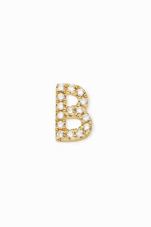 ORADINA 14k Gold Diamond Initial Stud Earring - Yellow Gold - B