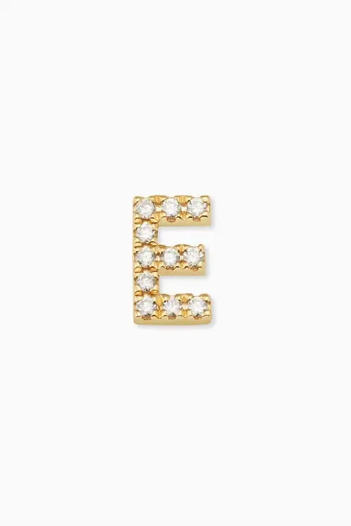 ORADINA 14k Gold Diamond Initial Stud Earring - Yellow Gold - E