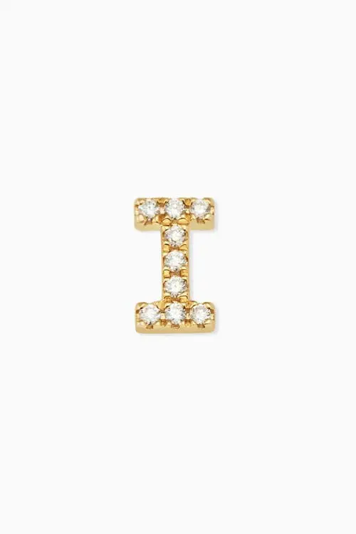 ORADINA 14k Gold Diamond Initial Stud Earring - Yellow Gold - I