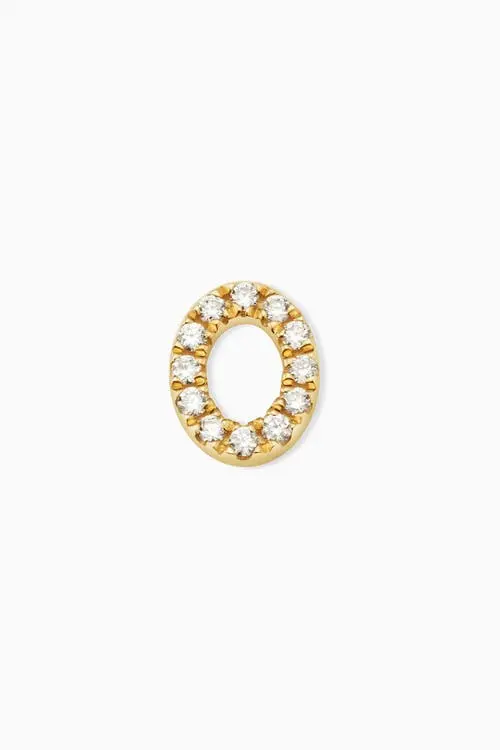 ORADINA 14k Gold Diamond Initial Stud Earring - Yellow Gold - O