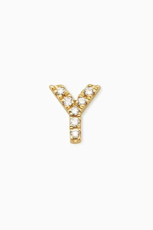 ORADINA 14k Gold Diamond Initial Stud Earring - Yellow Gold - Y