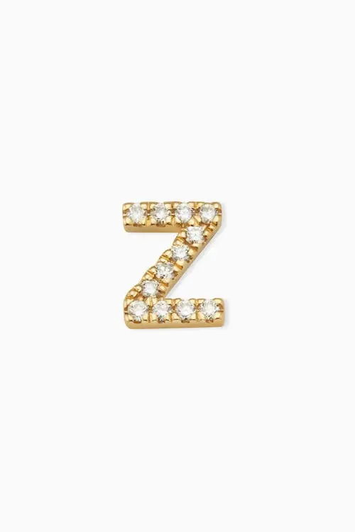 ORADINA 14k Gold Diamond Initial Stud Earring - Yellow Gold - Z