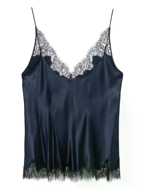 Carine Gilson Silk Satin Top - Blue