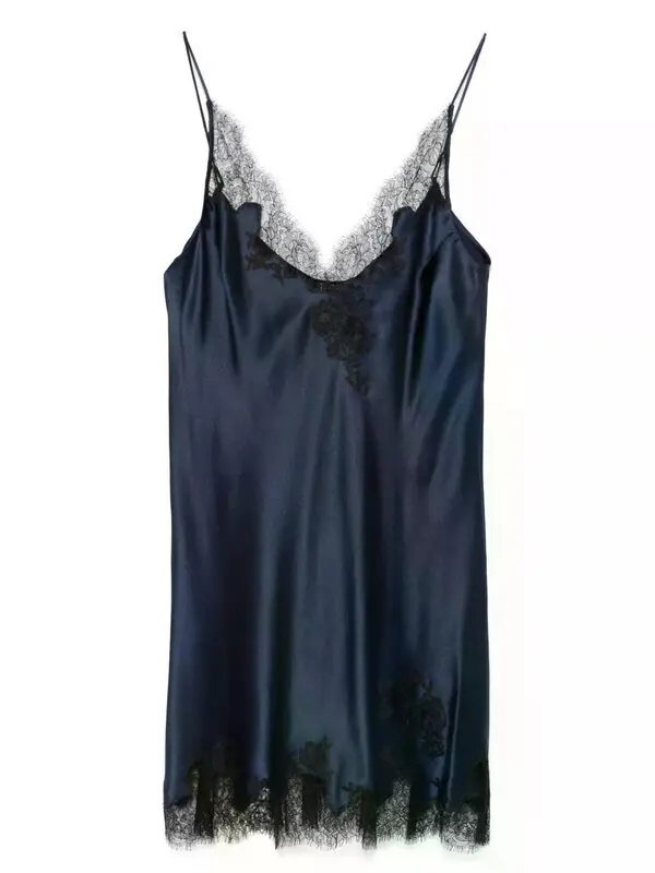 Carine Gilson Silk Satin Slip Dress - Blue