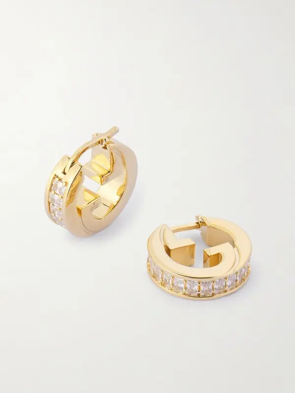 Gucci Blondie Crystal Hoop Earrings - Gold
