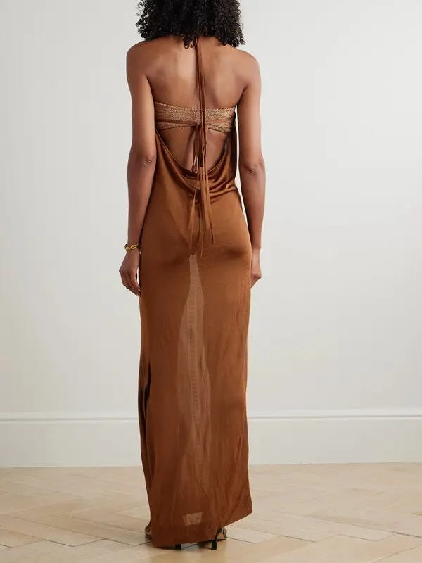 DONDE ESTEBAN Guayabera Pointelle-knit Maxi Dress