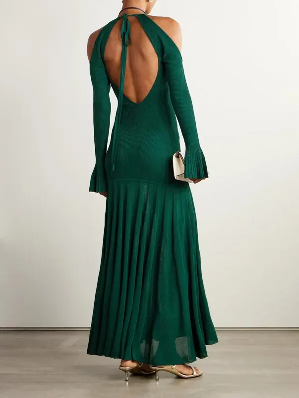 Christopher John Rogers Cutout Ribbed-knit Maxi Dress