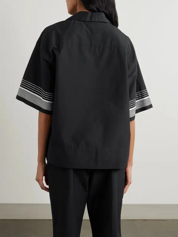 JOSEPH Leopold Embroidered Cotton-blend Blouse