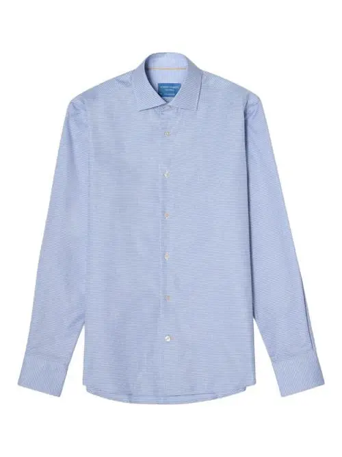 Robert Talbott Reynolds Mini Check Shirt In Contemporary Fit - Blue