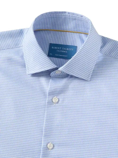 Robert Talbott Reynolds Mini Check Shirt In Contemporary Fit - Blue