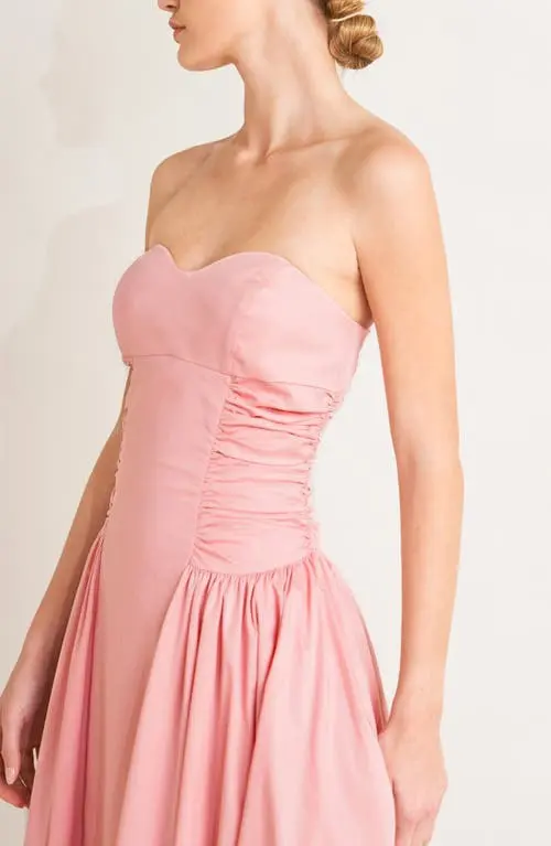 FREEMARKET Strapless Cotton Blend Midi Sundress