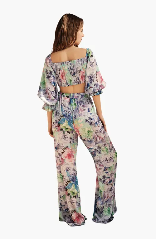 LUNA B Printed Wide-leg Pants