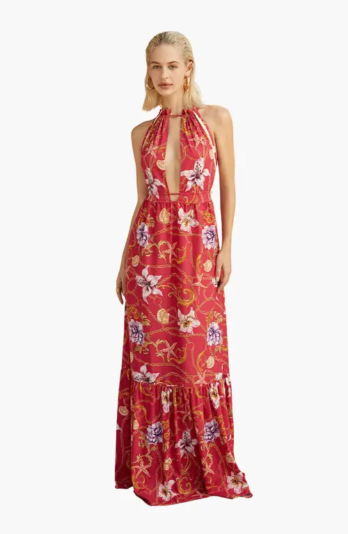 LUNA B Euros Maxi Dress - Floral Fuchsia