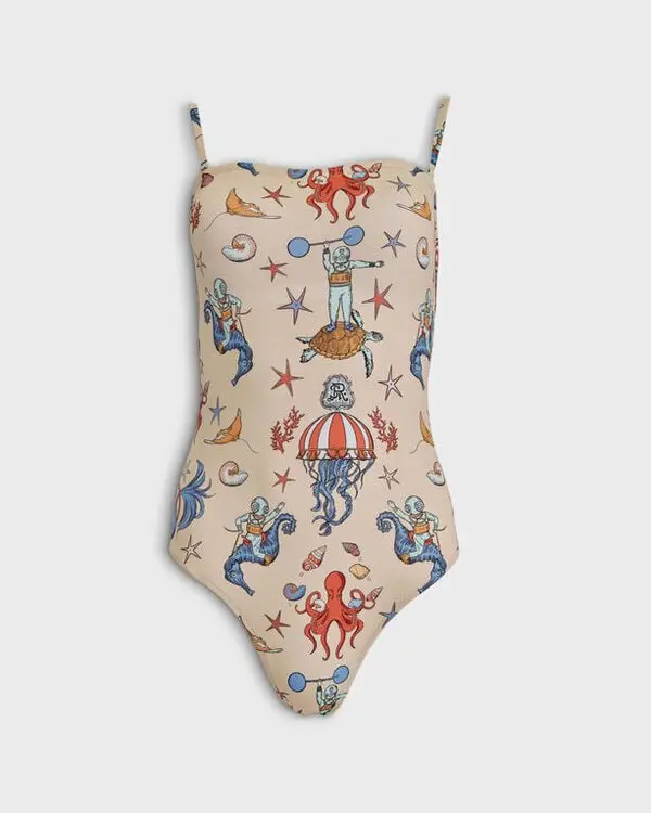 Vilebrequin Bustier Printed One-piece Swimsuit - Beige