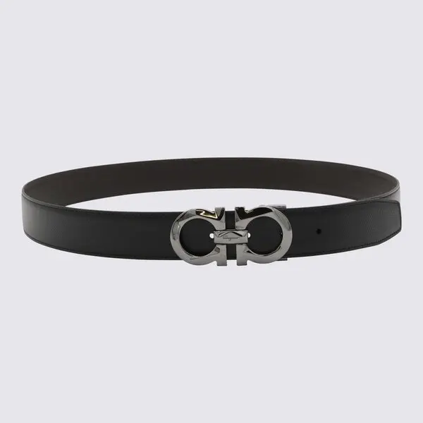 FERRAGAMO Leather Gancini Belt - Black