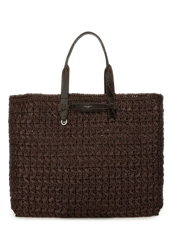 Dolce & Gabbana Woven Mesh Shopping Bag - Brown