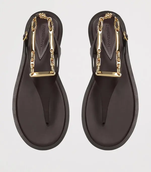 Zimmermann Leather Thong Sandals - Brown