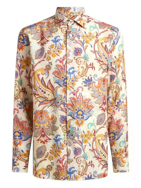 Etro Paisley-print Linen Shirt - Neutrals