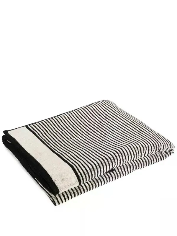 Saint Laurent Cassandre-detail Striped Towel - Black