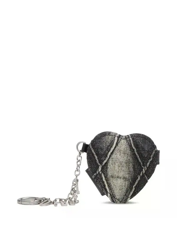 DIESEL® Heart-shaped Denim Keychain - Black