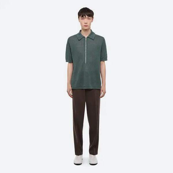 Helmut Lang Zip Polo - Blue Green