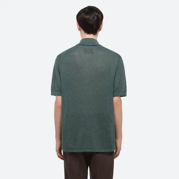 Helmut Lang Zip Polo - Blue Green