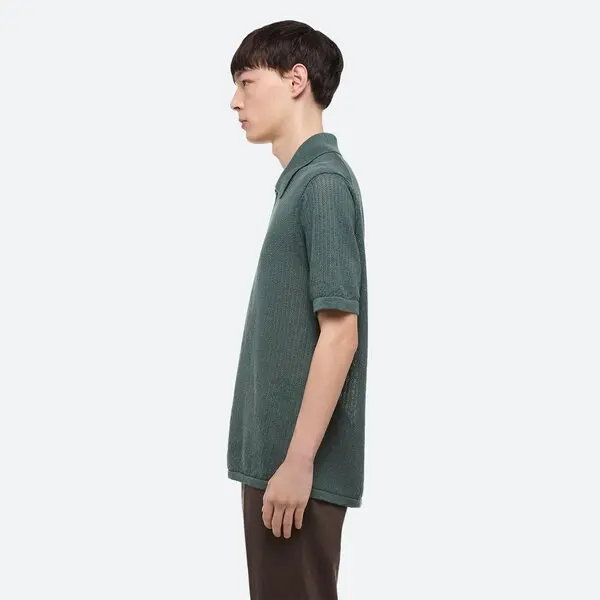 Helmut Lang Zip Polo - Blue Green