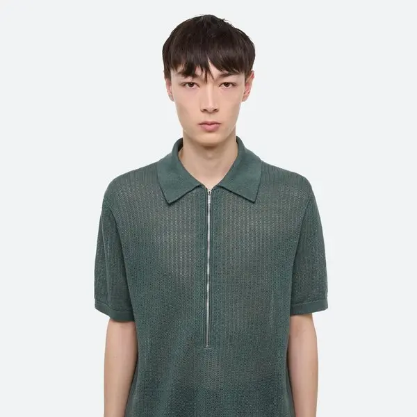 Helmut Lang Zip Polo - Blue Green