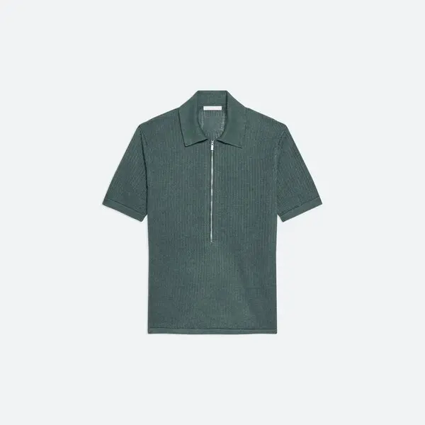 Helmut Lang Zip Polo - Blue Green