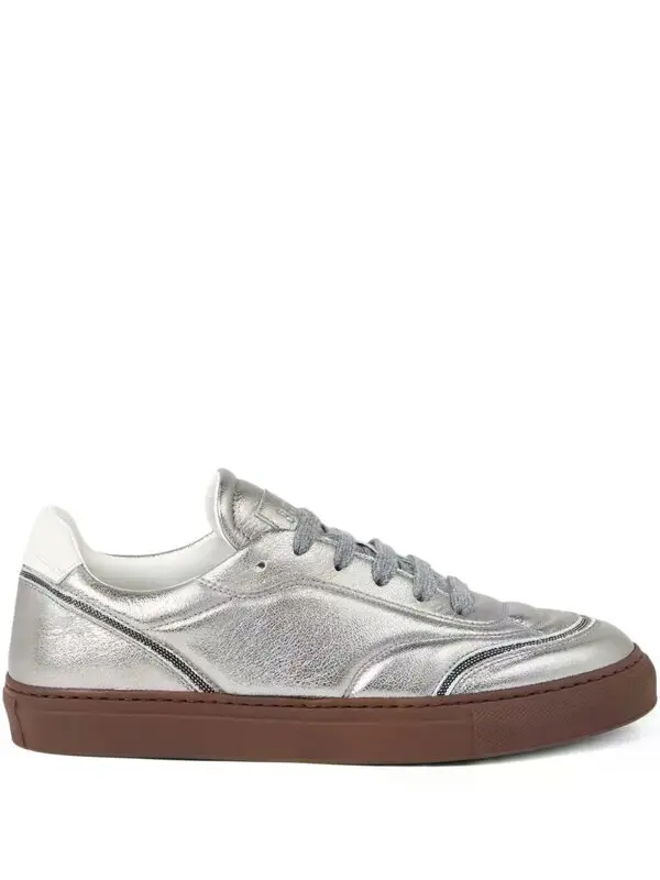 Brunello Cucinelli Lamé-effect Leather Sneakers