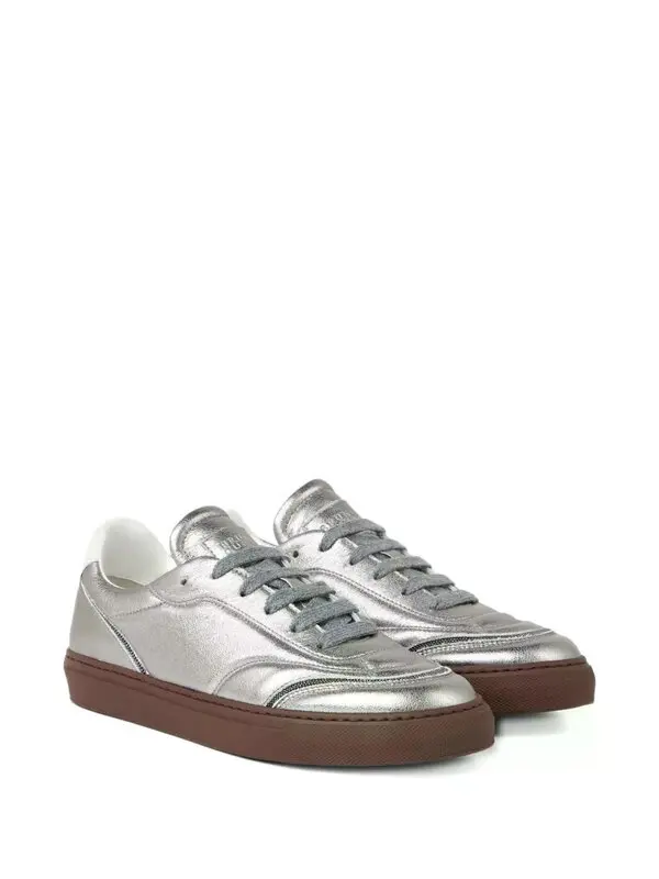 Brunello Cucinelli Lamé-effect Leather Sneakers